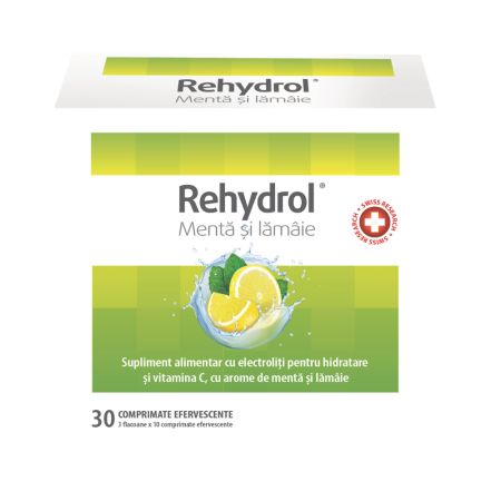 Rehydrol, Menta si Lamaie, 3x10 comprimate efervescente, MB : Bebe Tei