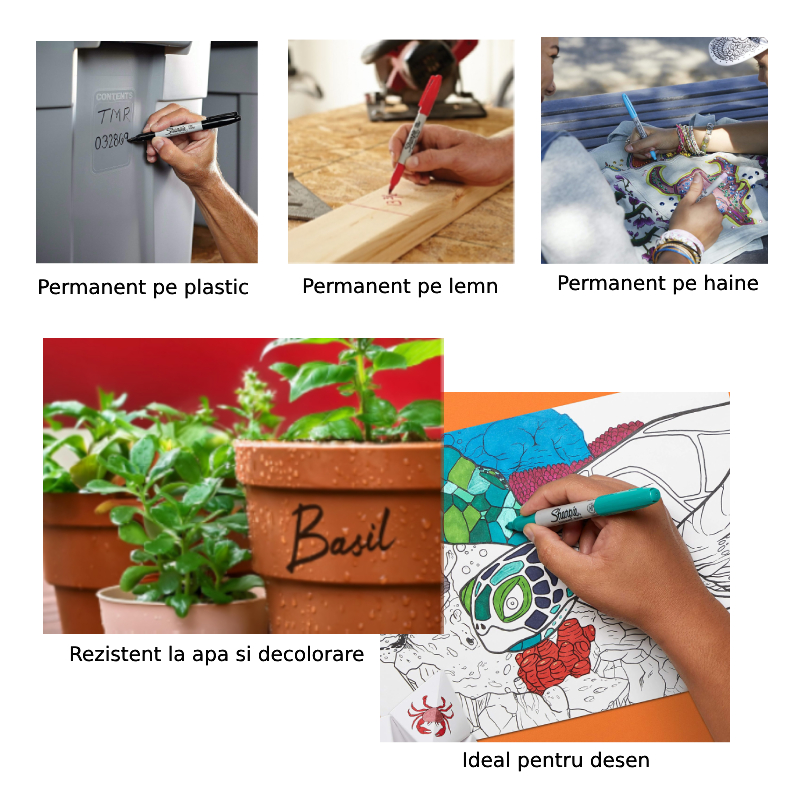 Set 4 markere permanente Fine Vivid, Sharpie : Bebe Tei