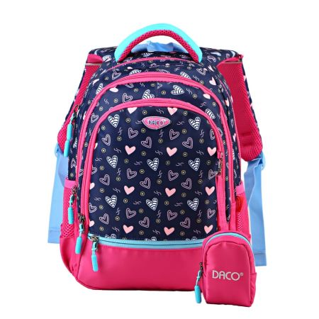 Ghiozdan, 38 cm, Inimioare vesele, Daco : Bebe Tei