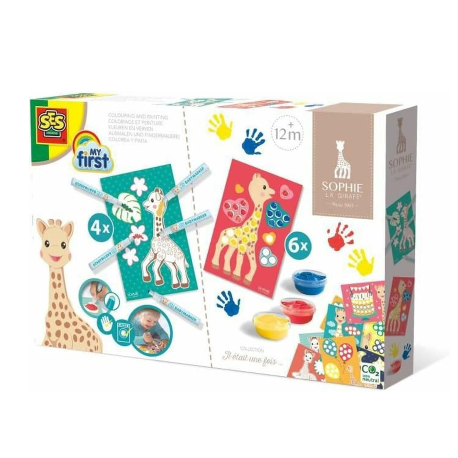 Set de colorat si pictat, Girafa Sophie, 12 luni+, Ses Crea : Bebe Tei