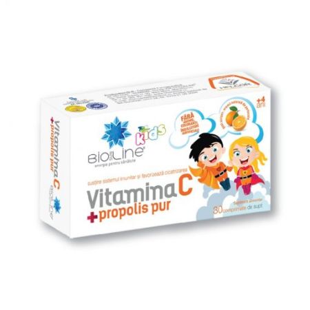 Vitamina C Propolis pentru copii, 30 comprimate, BioSunLine : Bebe Tei