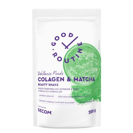 Colagen si Matcha beauty shake Good Routine, 200 g, Secom : Bebe Tei