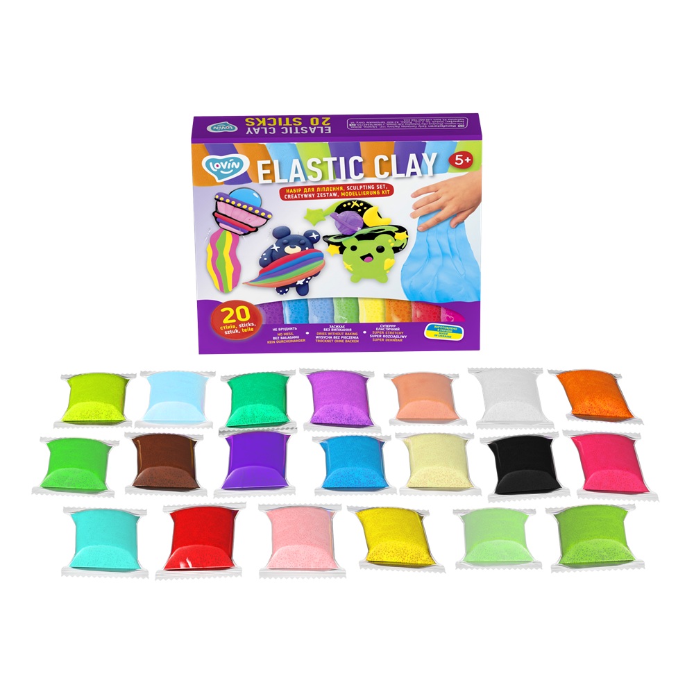 Set de creatie cu argila usoara Lovin, Elastic Clay, 5 ani+ : Bebe Tei