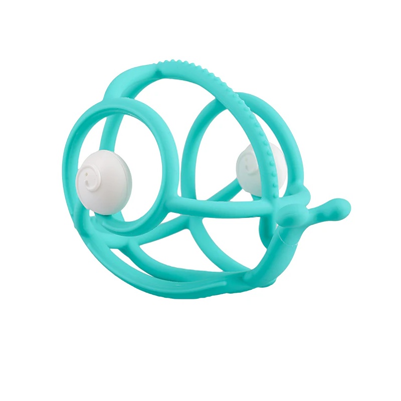 Inel Gingival din silicon, Teal, Melc, 3 luni+, Mombella : Bebe Tei