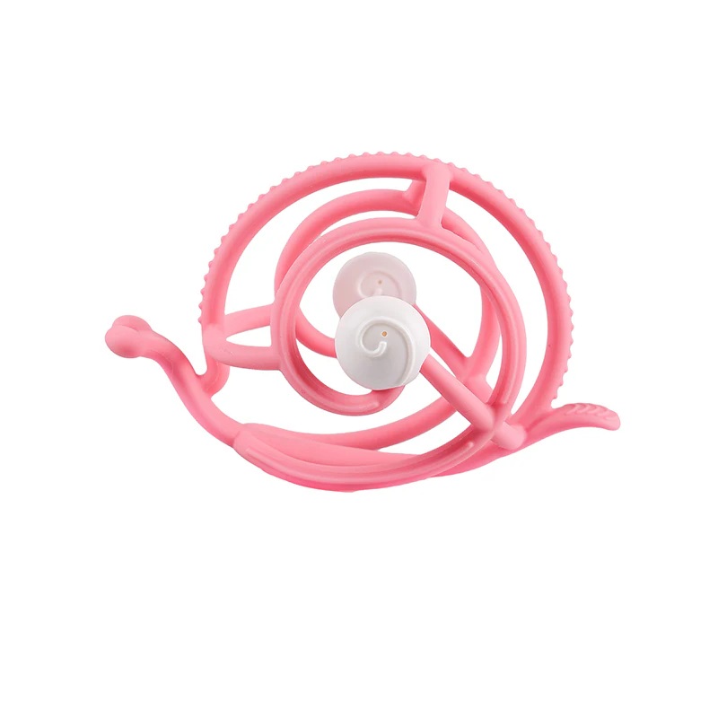 Inel Gingival din silicon, Pink, Melc, 3 luni+, Mombella : Bebe Tei