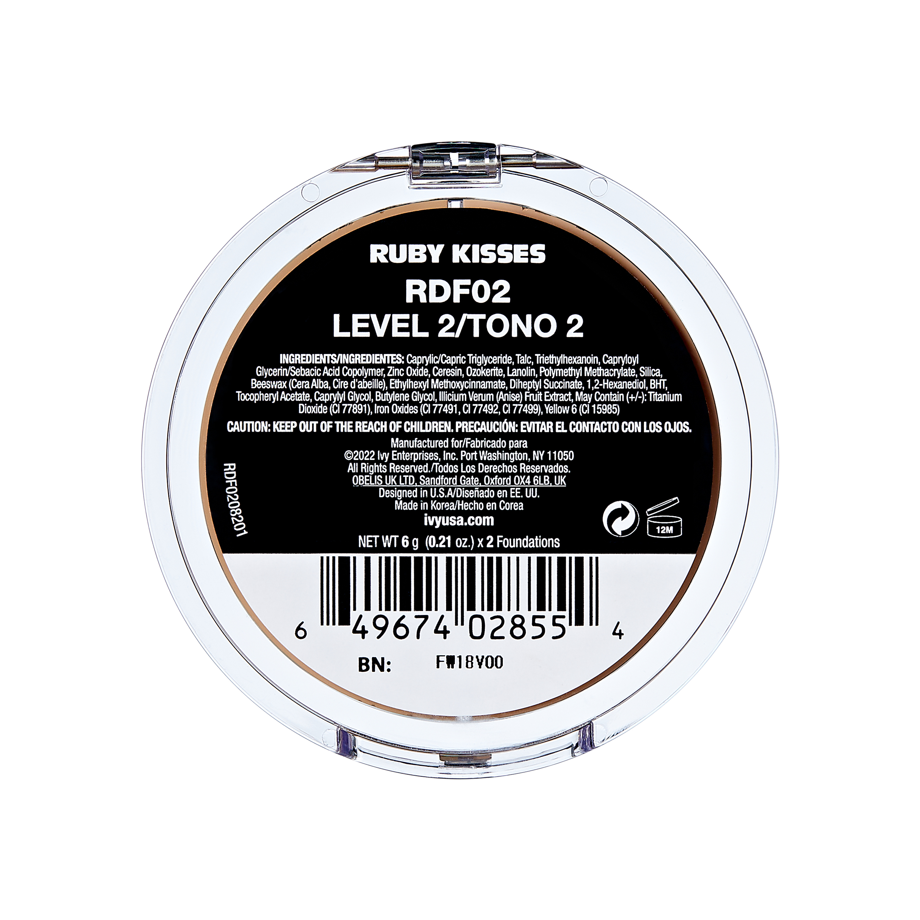 Fond de ten compact Duo Cream Foundation, Level 2, 12 g, Ru : Bebe Tei