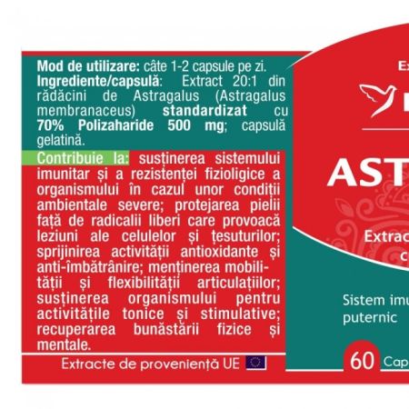 Astragalus cu 70% Polizaharide, 500mg, 60 capsule, Herbaget : Bebe Tei