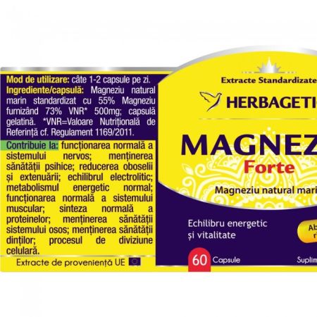 Magneziu forte, 60 capsule, Herbagetica : Bebe Tei