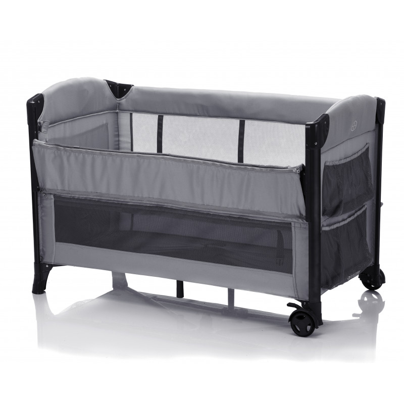 Patut pliabil cu laterala culisabila, 60x120 cm, Gri, Filli : Bebe Tei