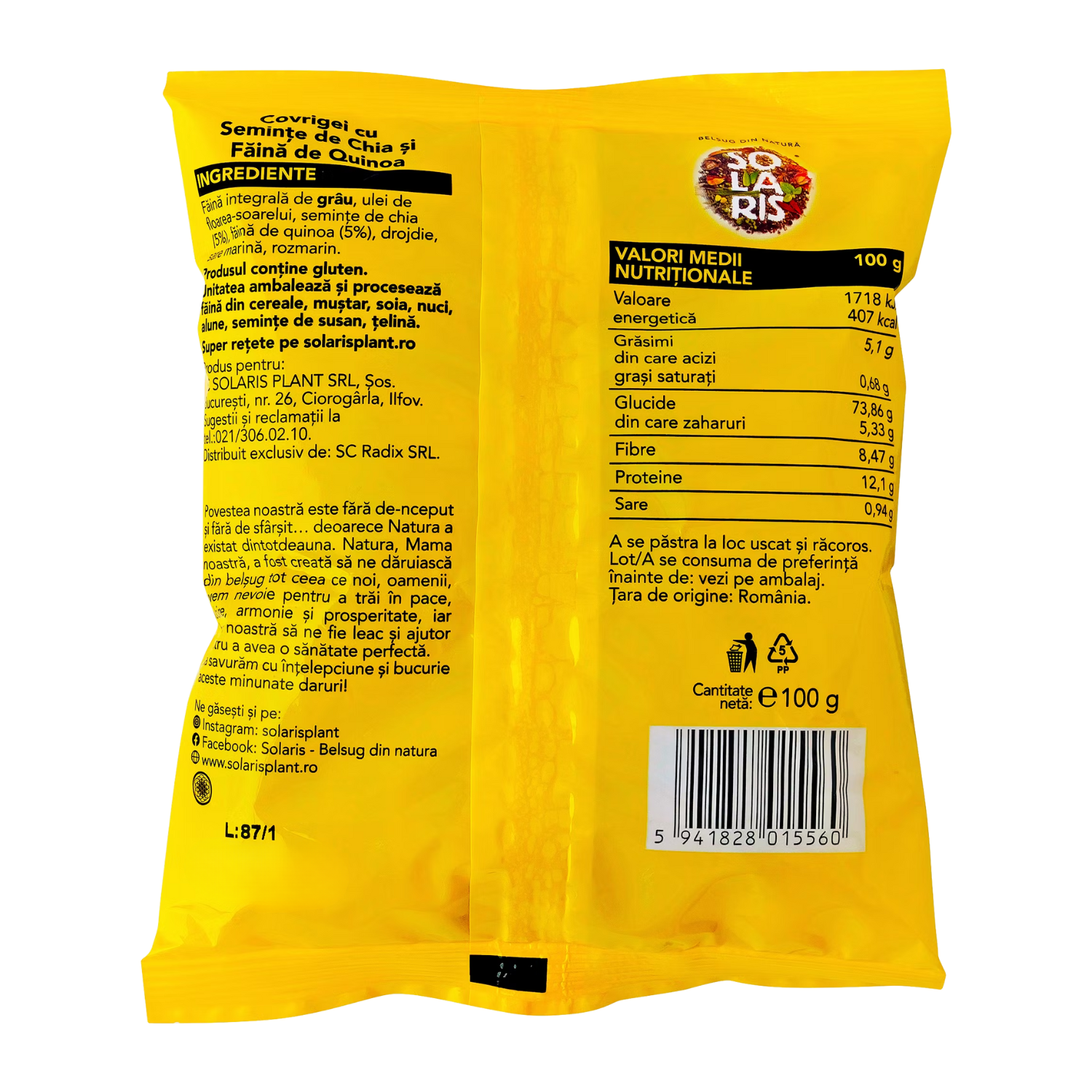 Covrigei cu seminte de chia si faina de quinoa, 100 g, Sola : Bebe Tei