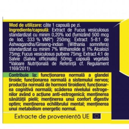 Iod Natural, 500 mcg, 30 capsule, Herbagetica : Bebe Tei