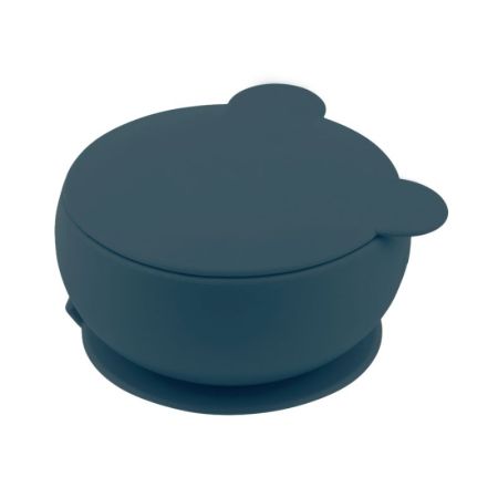 Bol din silicon cu ventuza si capac, Deep Blue, Minikoioi : Bebe Tei
