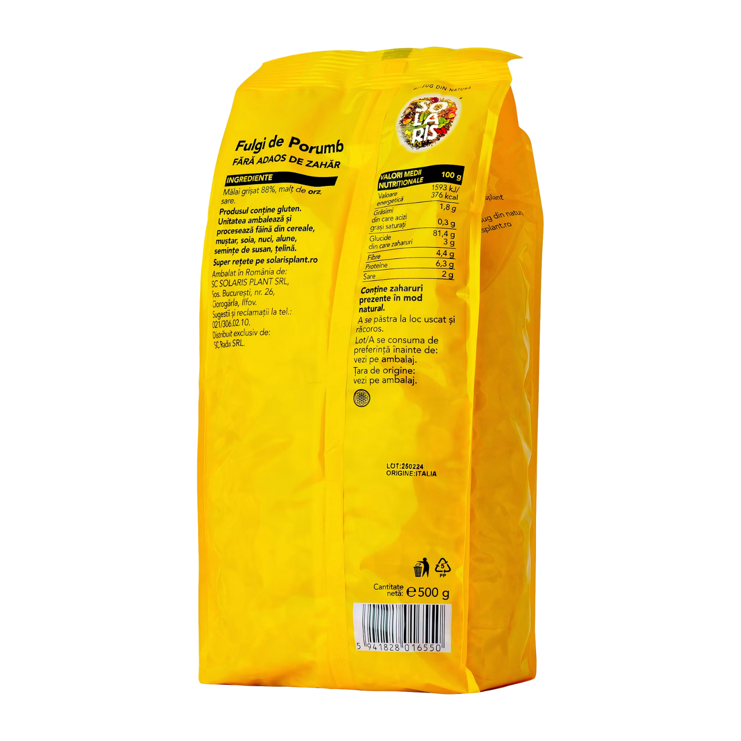 Fulgi de porumb fara adaos de zahar, 500 g, Solaris : Bebe Tei