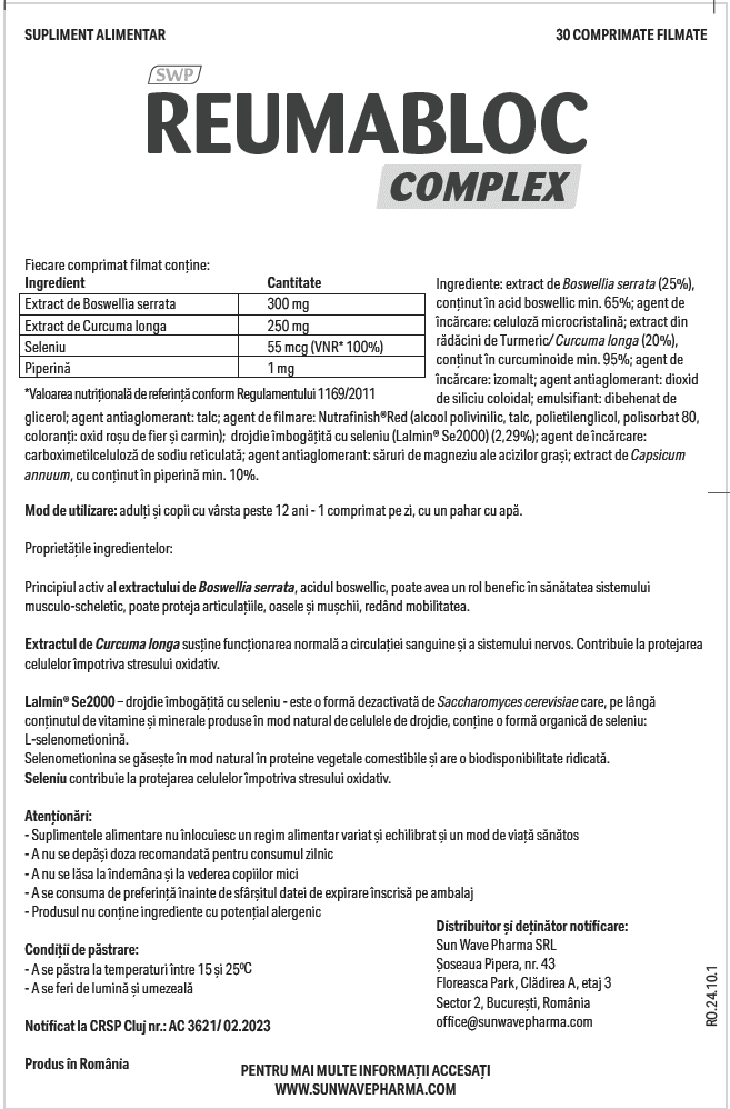 Reumabloc Complex, 30 comprimate, Sun Wave Pharma : Bebe Tei