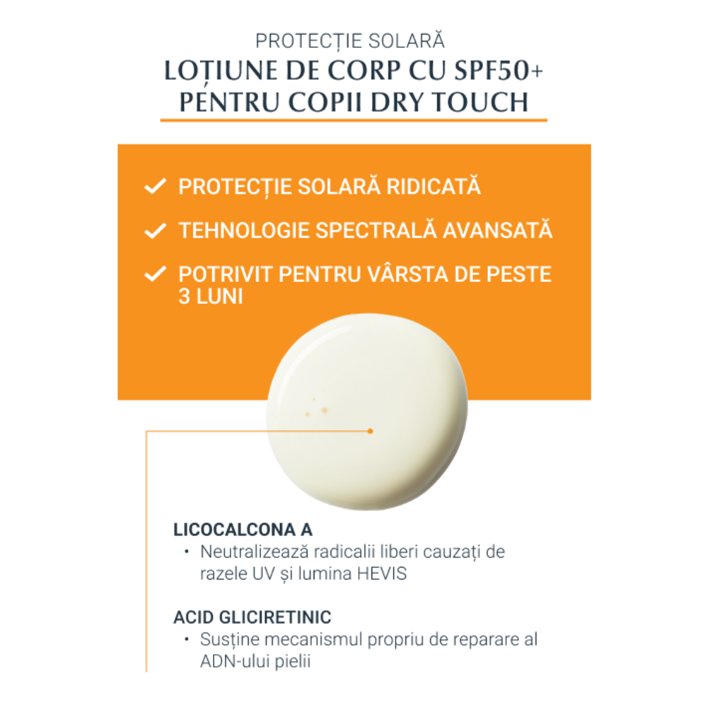 Lotiune de corp cu SPF50+ pentru copii Dry Touch, 200 ml, E : Bebe Tei
