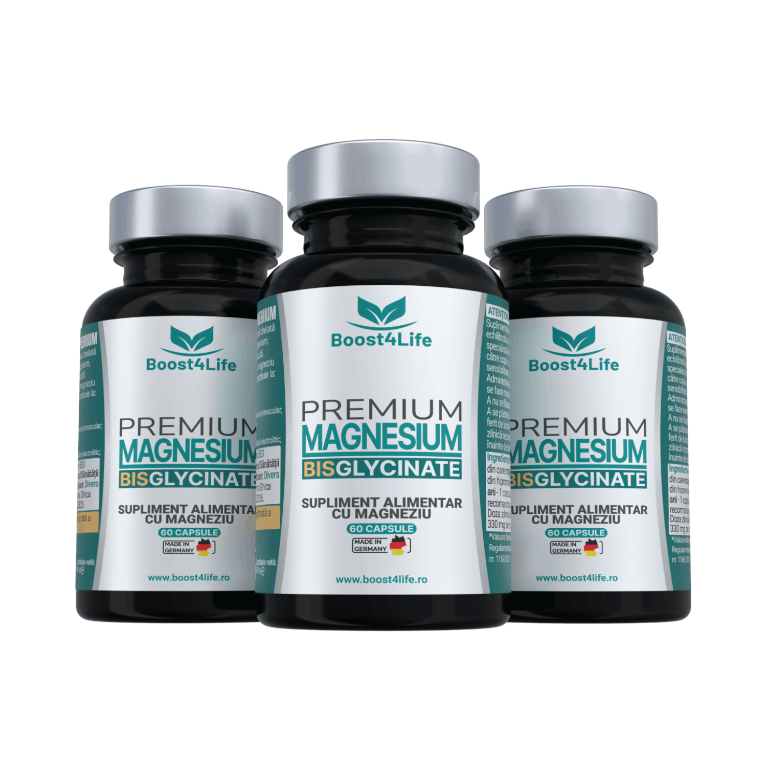 Magneziu Bisglicinat Premium, 60 capsule vegane, Boost4Life : Bebe Tei