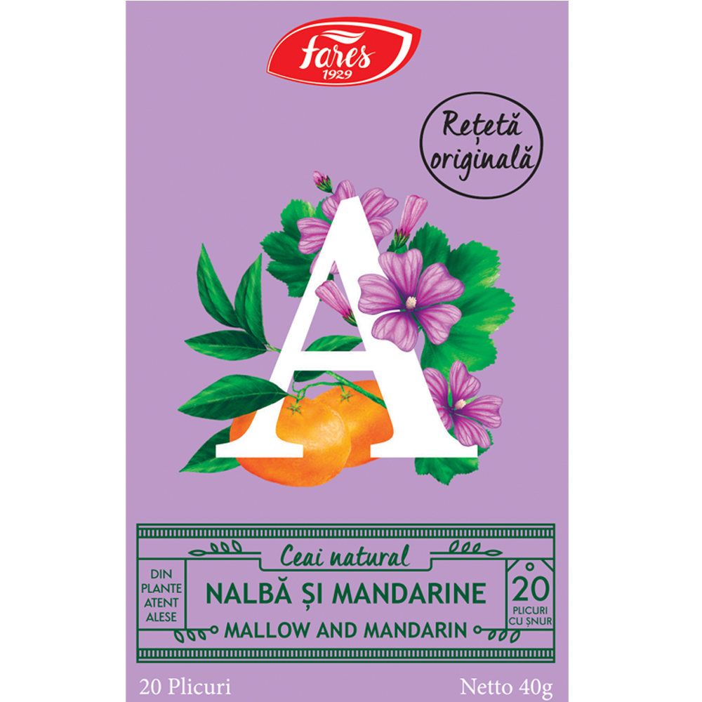 Ceai cu nalba si mandarine Armonie, 20 plicuri, Fares : Bebe Tei